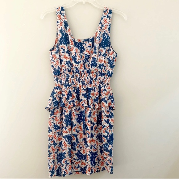 Maude | Dresses | Maude Floral Peplum Dress In Blue M | Poshmark
